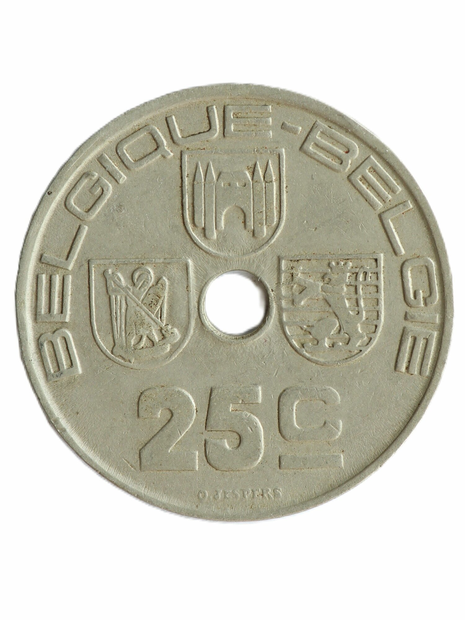 Подлинная монета Бельгии 25 сантимов 1938 года BELGIQUE-BELGIE