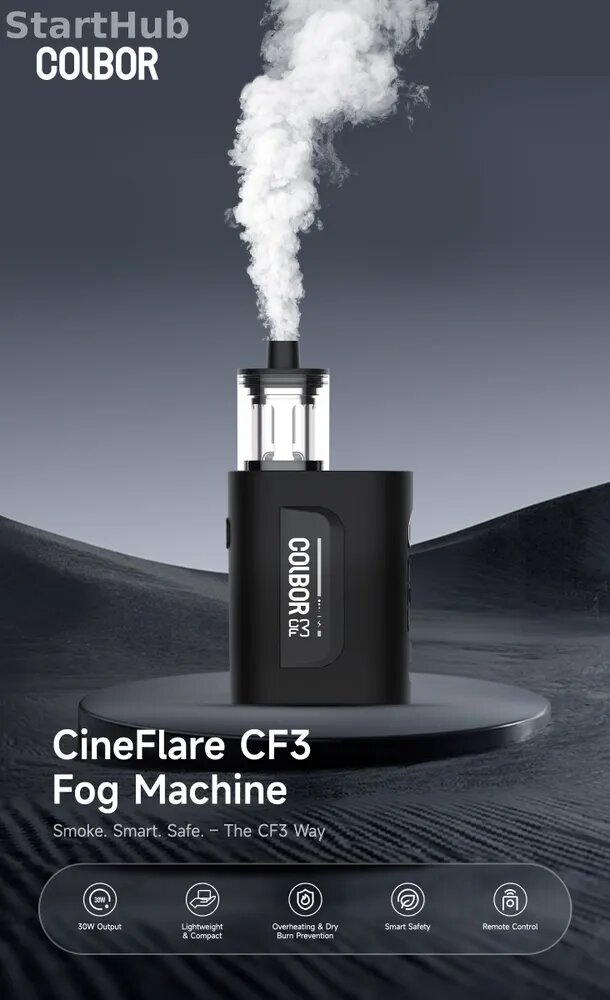 Эксклюзивный портативный генератор COLBOR CF3 30W для студийного дыма от сухого льда, создающий спецэффекты при съемке коротких видео и сцен