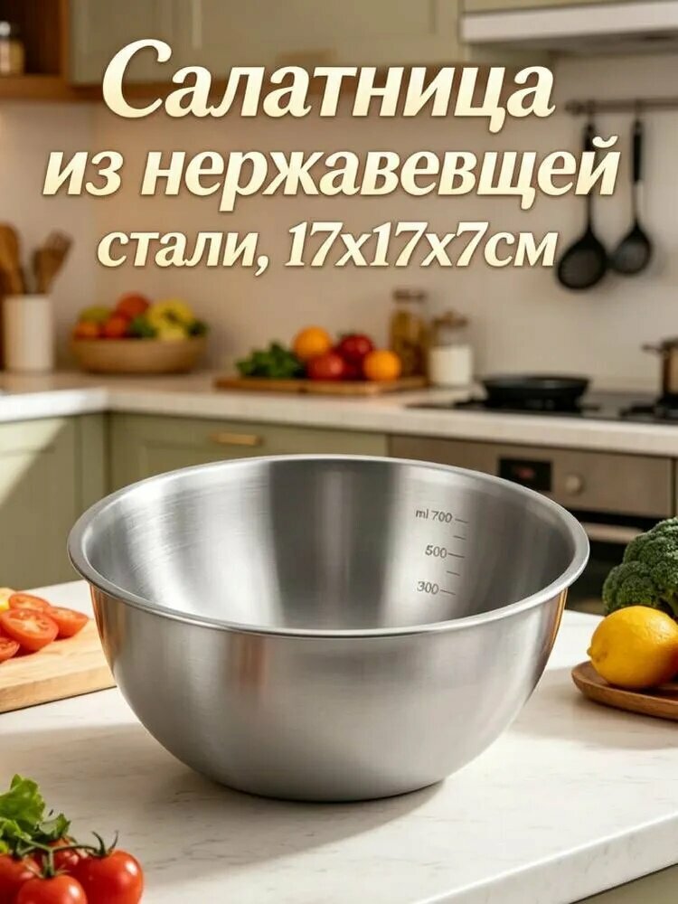 Салатник 700 мл 1 шт серый металлик