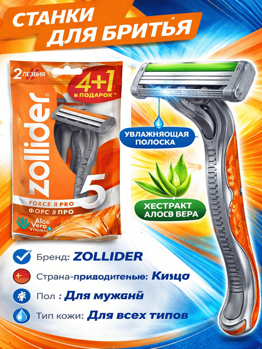 Станок для бритья Zollider Force 2 Pro одноразовый, 5шт