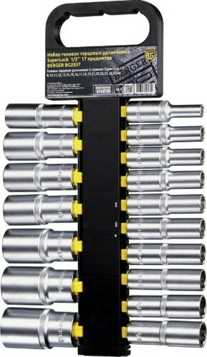 Набор головок 1/2" BERGER BG2037 SuperLock удлиненных (8-32 мм) 17 пр.
