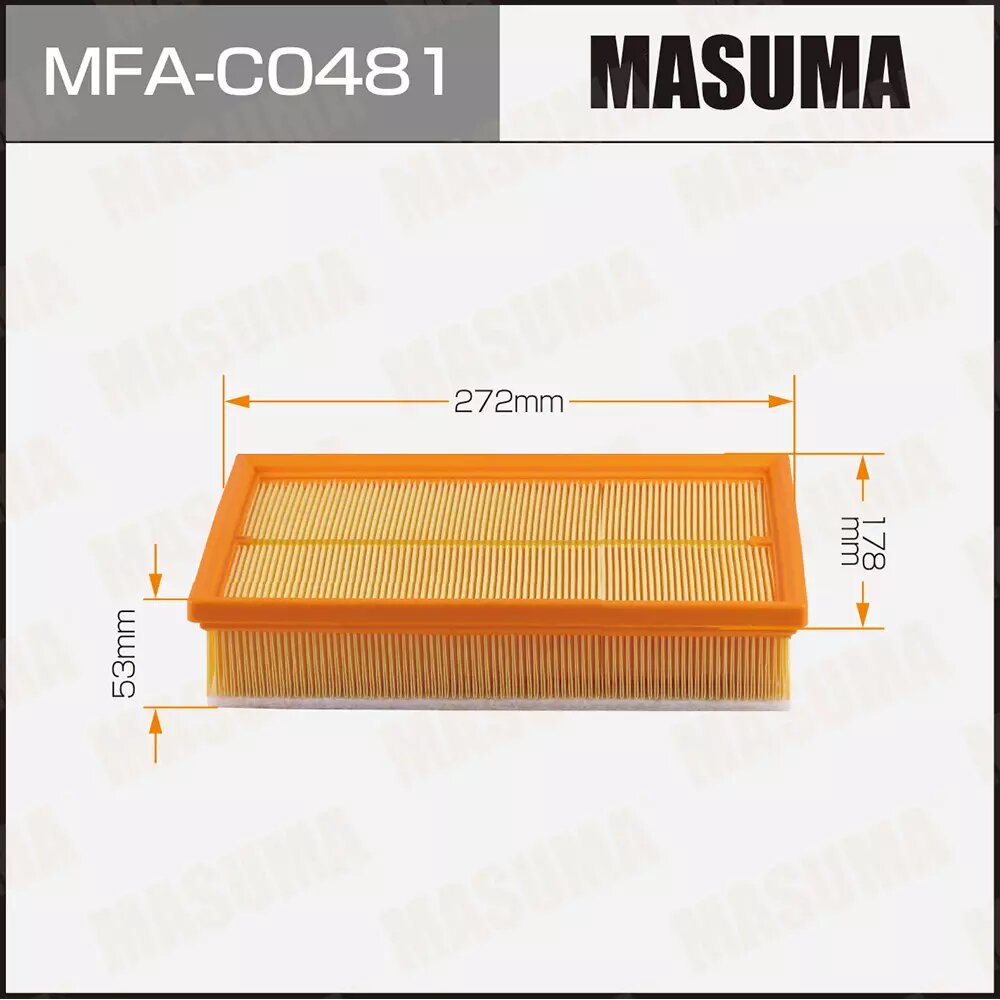 Фильтр воздушный высота, H: 53 мм/длина, W: 272 мм Masuma, MFA-C0481
