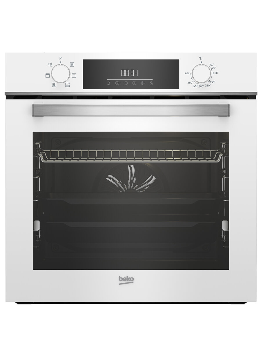 Духовой шкаф электрический Beko BBIE18300W, 2400 Вт, 72 л, гриль и конвекция, дисплей и таймер, очистка паром, белый
