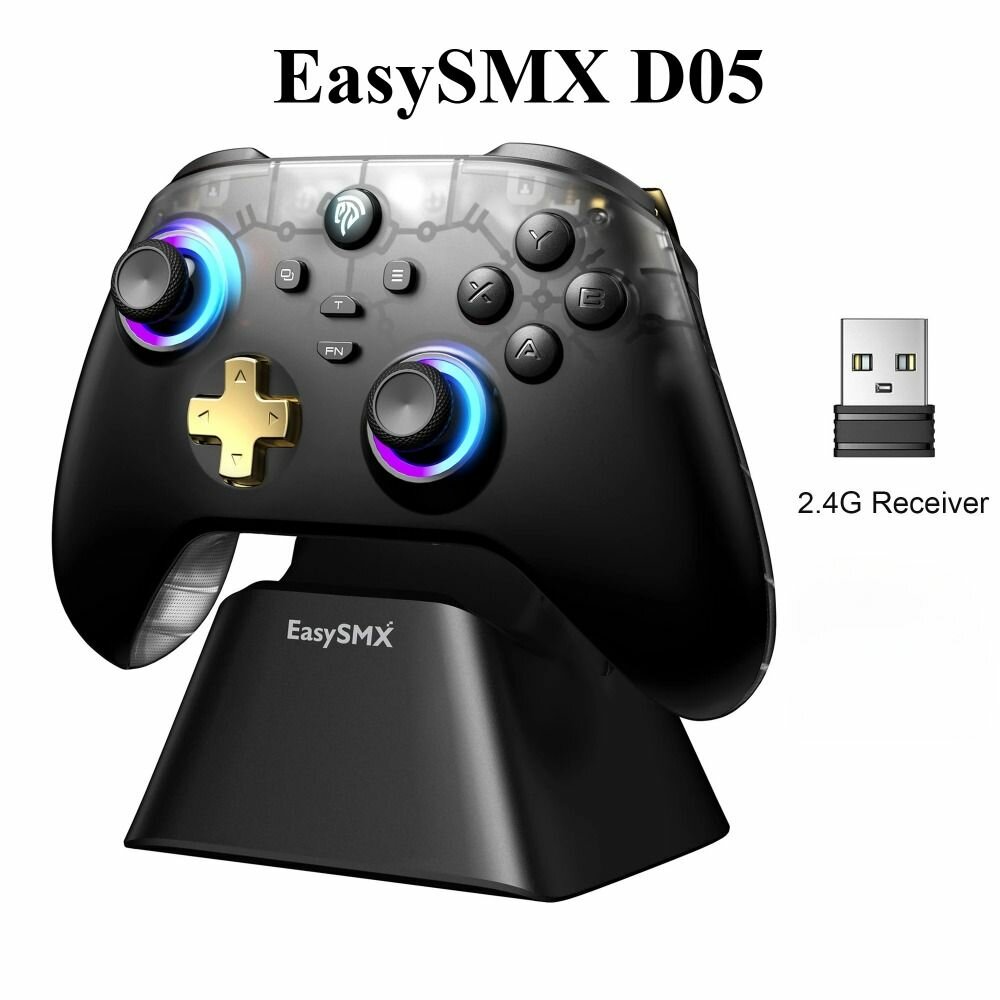 Easy SMX D05 Беспроводной геймпад для ПК Nintendo Switch с зарядной док-станцией и джойстиками с эффектом Холла RGB