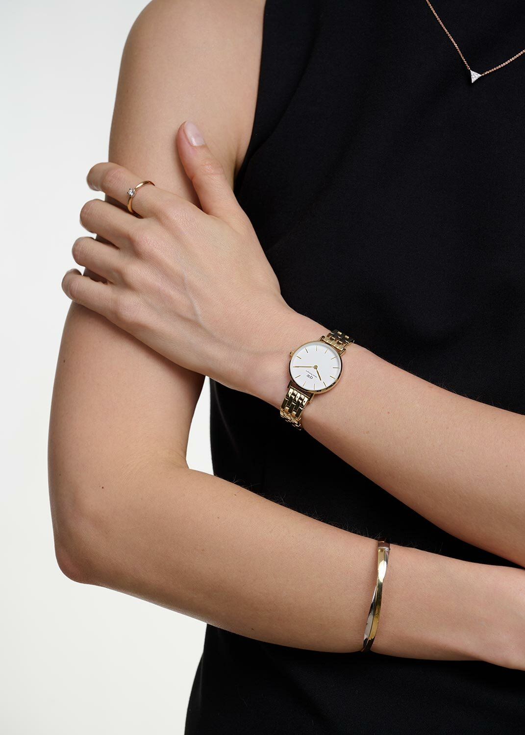 Наручные часы Daniel Wellington Petite, белый, золотой — фото 1