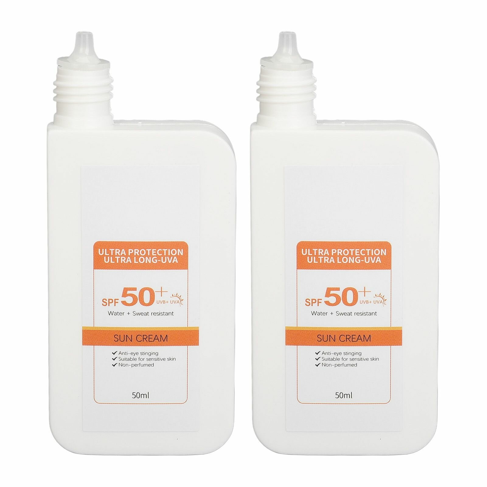 2 шт. Легкий флюид для лица SPF 50+, защита от пота, не жирный, равномерный тон кожи, ультрадолгий UVA солнцезащитный крем 50 мл