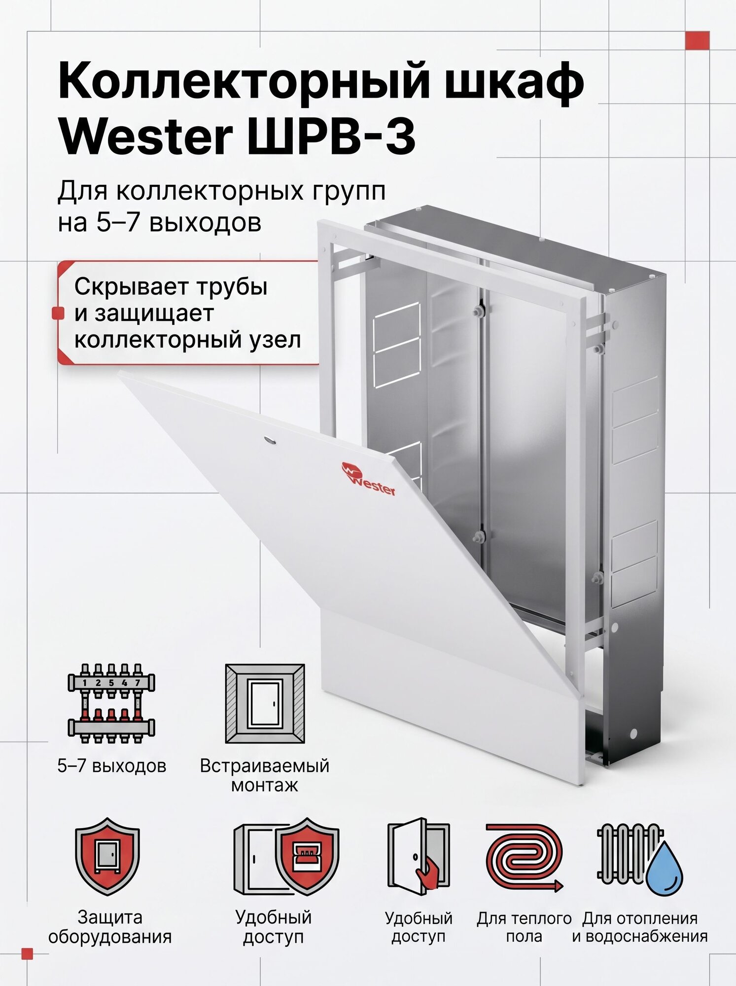 Шкаф коллекторный Wester ШРВ-3 (5-7 выходов)