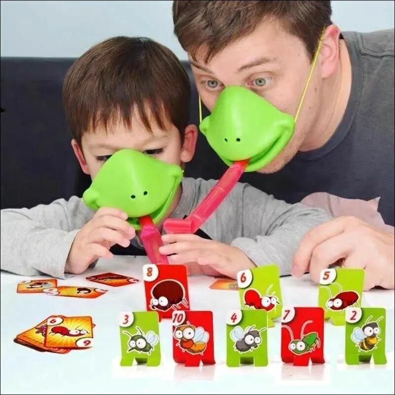 Игрушка настольная "Лягушка" для взаимодействия детей и родителей, плюется языком, ABS пластик