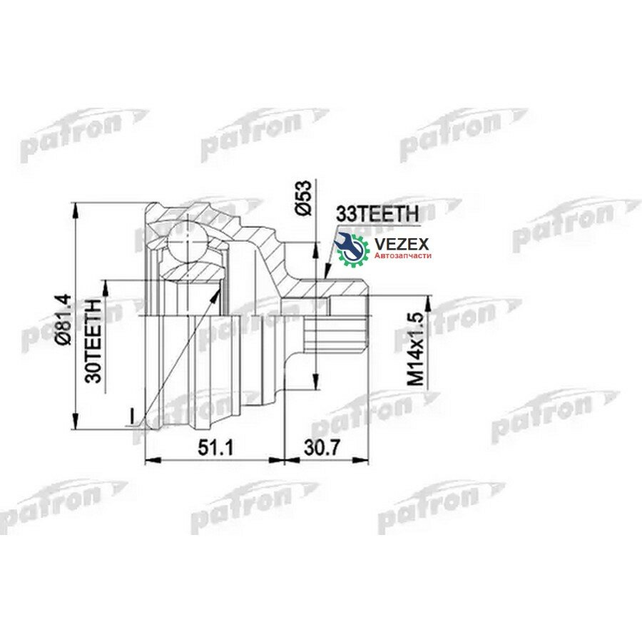 PATRON PCV1066 ШРУС наружн к-кт AUDI 80