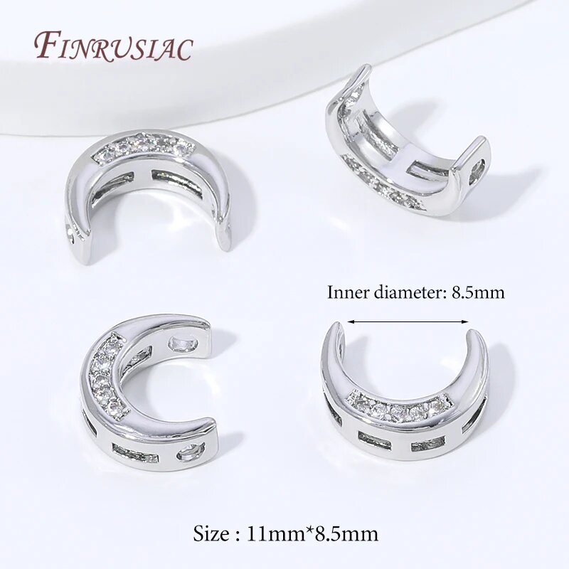 Золотые позолоченные разделители-полумесяцы FINRUSIAC для бижутерии 5 pieces, Rhodium Plated