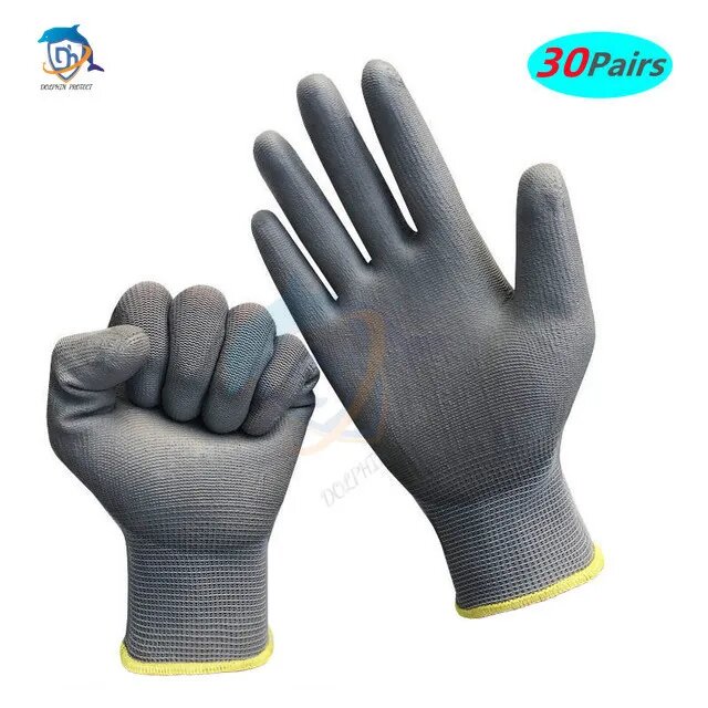 Рабочие перчатки Dolphin Protect нейлоновые с покрытием Gray 30 pairs, M