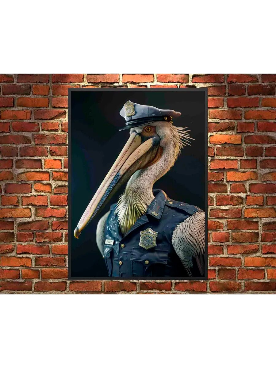 Пеликан-птица-полицейский 4, Плакат 30x42см