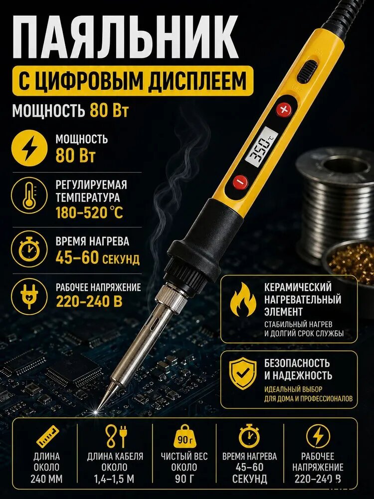 Паяльник 80 Вт, Керамический нагреватель