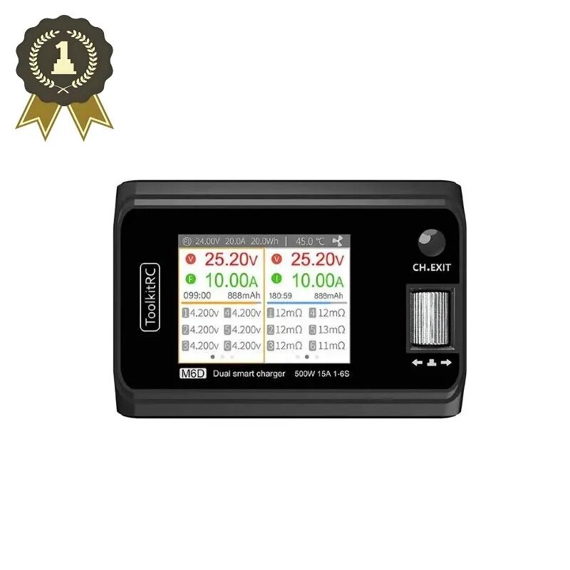 ToolkitRC M6D 500W 15A Двухканальное мини-умное зарядное устройство для аккумуляторов Lipo 16S