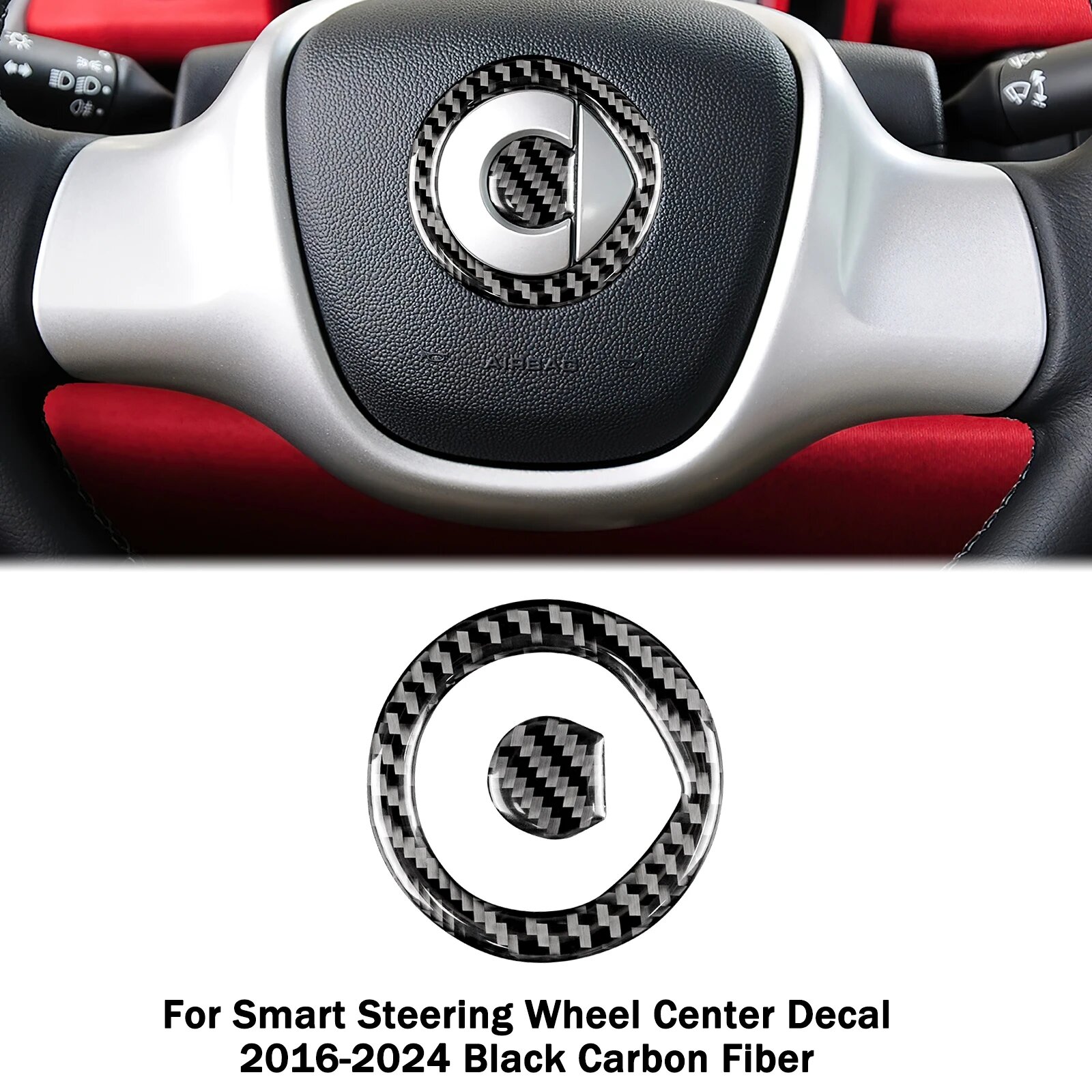 Декоративная Наклейка Из Углеродного Волокна На Руль Для Mercedes-Benz Smart 451/453 2016-2024 Black