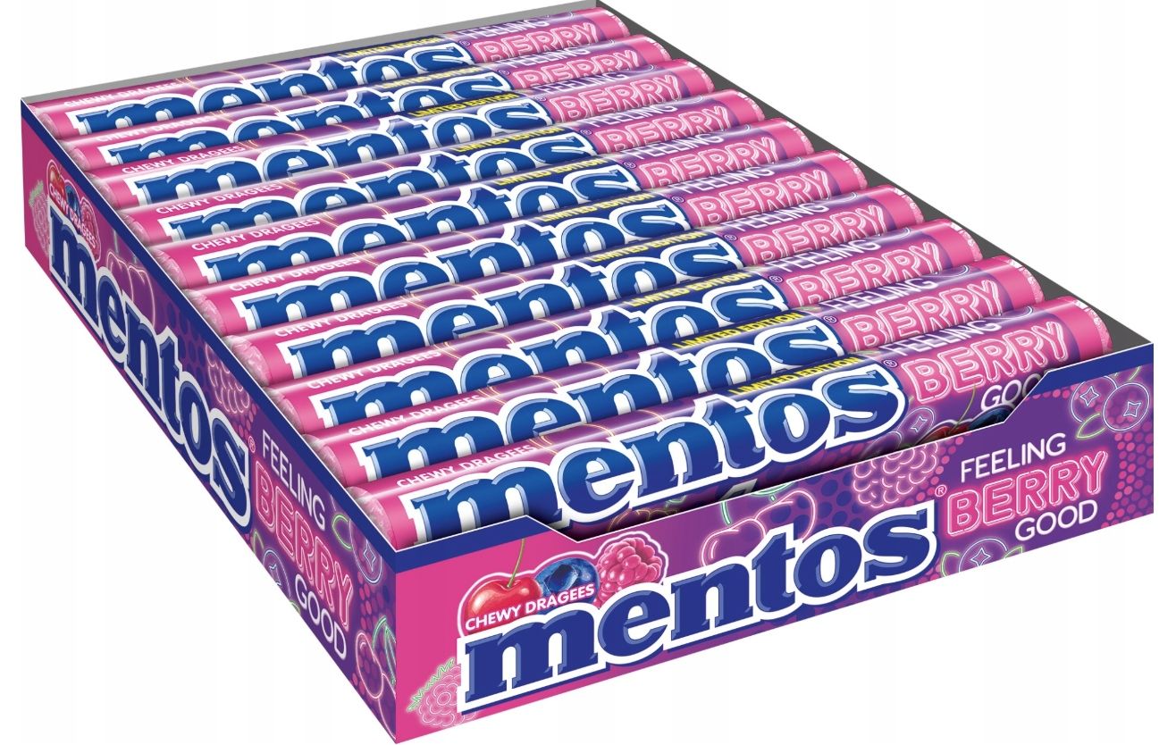Жевательные конфеты Mentos Feeling Berry Good с ягодным вкусом, 20х37.5 г - 8723400833093