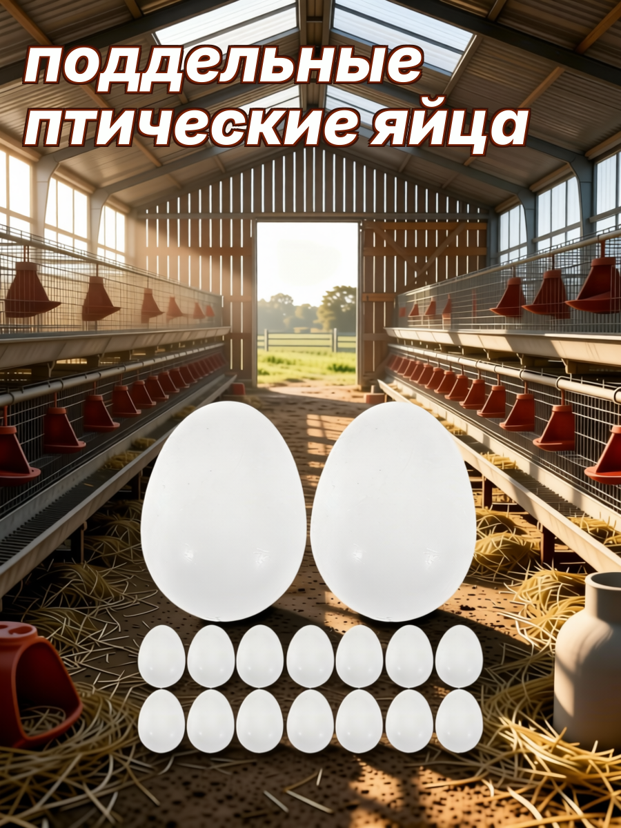 Набор из 24 пластиковых белых искусственных птичьих яиц для декора и птицеводства