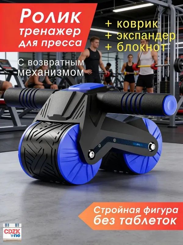 Ролик для пресса с возвратным механизмом двойной/Ролик для пресса с возвратным механизмом гимнастический для фитнеса GlobalDrive