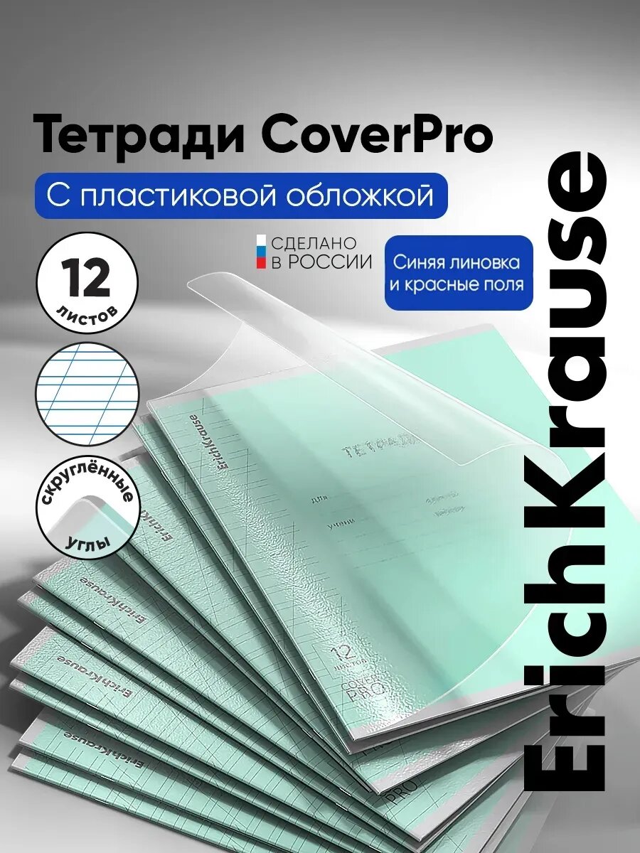 Тетрадь с пластиковой обложкой 12 листов косая линейка 10 шт