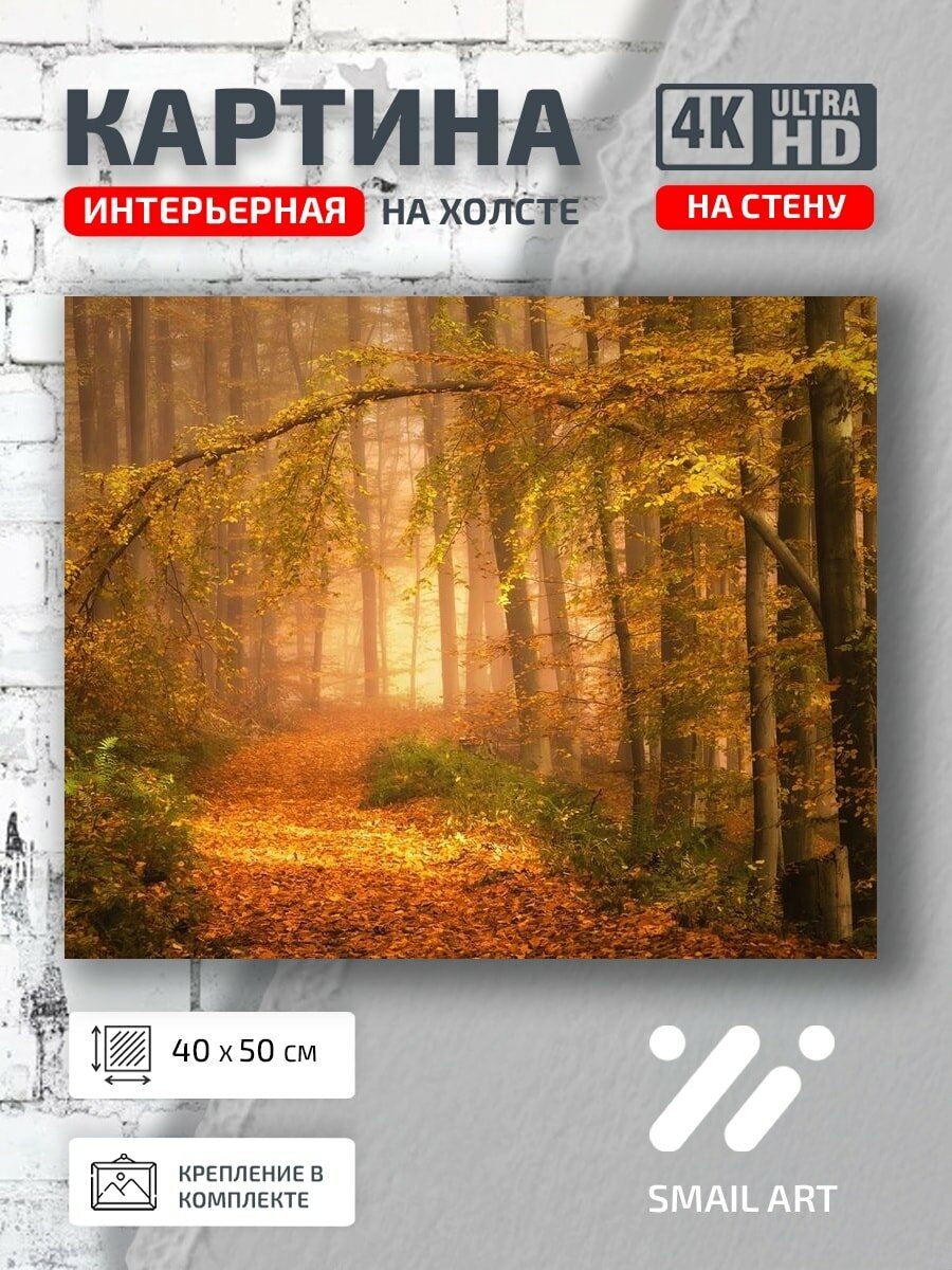 Картина на холсте интерьерная 40 на 50 на стену Природа осень для кафе пейзаж