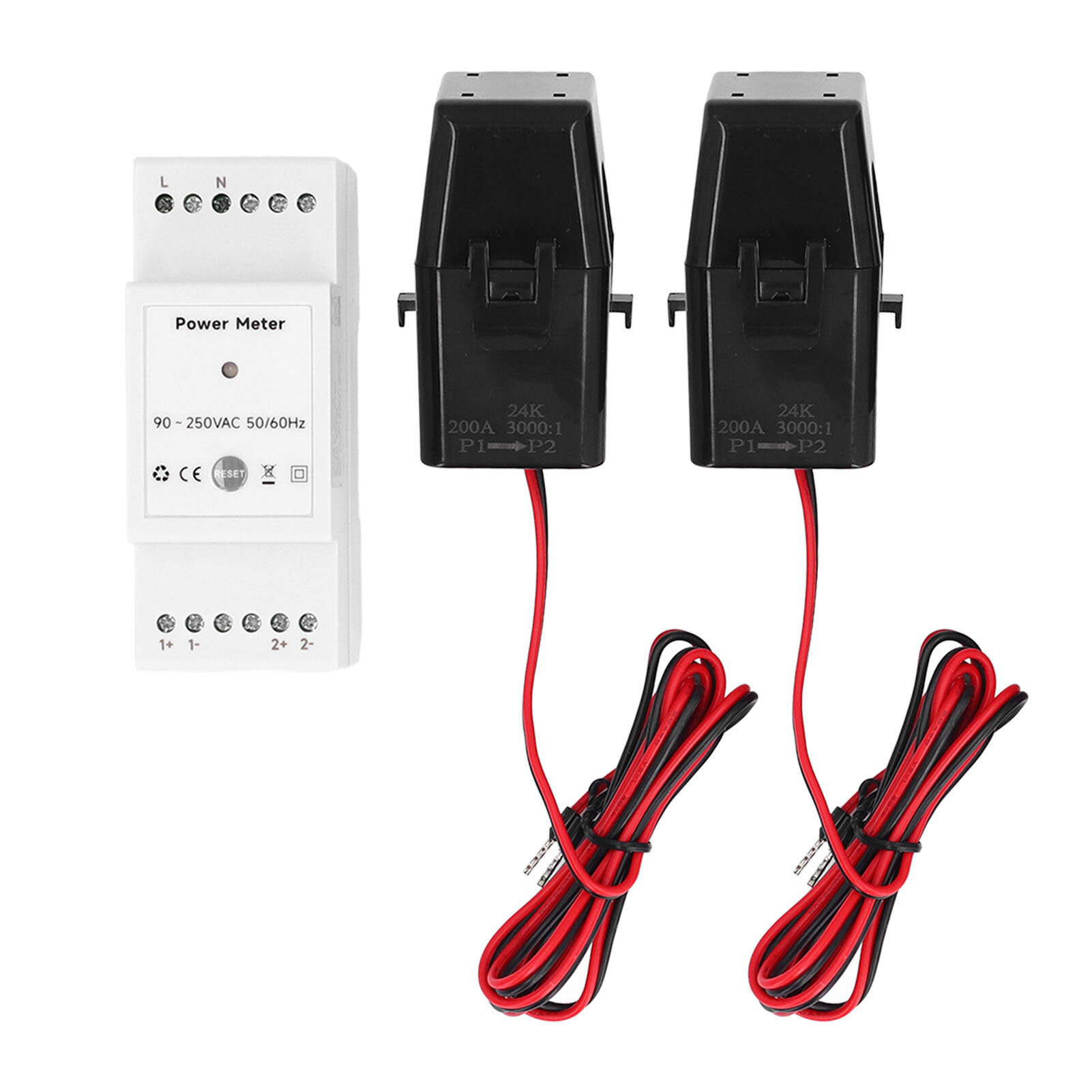 Умный счётчик электроэнергии 90‑250 В переменного тока, однофазный, с Wi-Fi, с двумя трансформаторами тока раздельного типа по 200 А