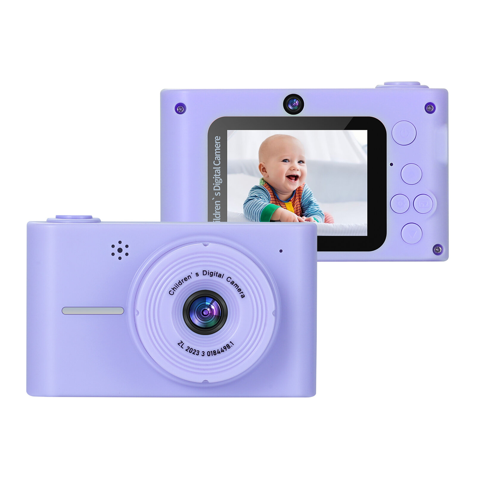 Детская цифровая камера 1080P 20MP для мальчиков и девочек с 8-кратным цифровым зумом, 2,0-дюймовым экраном, двойными объективами, цветом розовый/синий/фиолетовый/белый, функциями съемки фото, видео, игр, проигрывания музыки, поддержкой карт памяти TF до