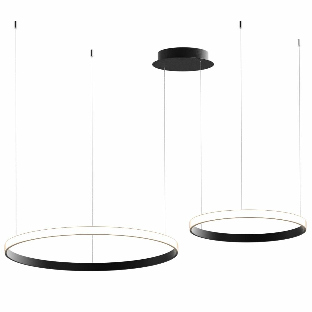 Подвесная светодиодная люстра Ring Horizontal кольца 40 60 см 50Вт 3000K свет наружу черный