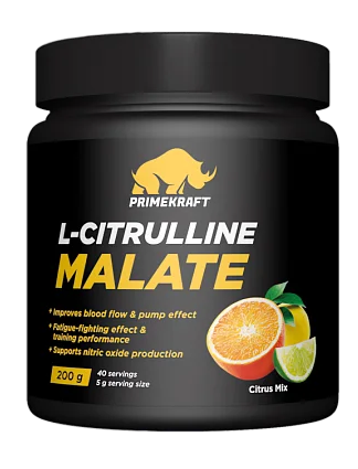 Аминокислоты L-Citrulline Malate Prime Kraft 200 г, цитрусовый микс