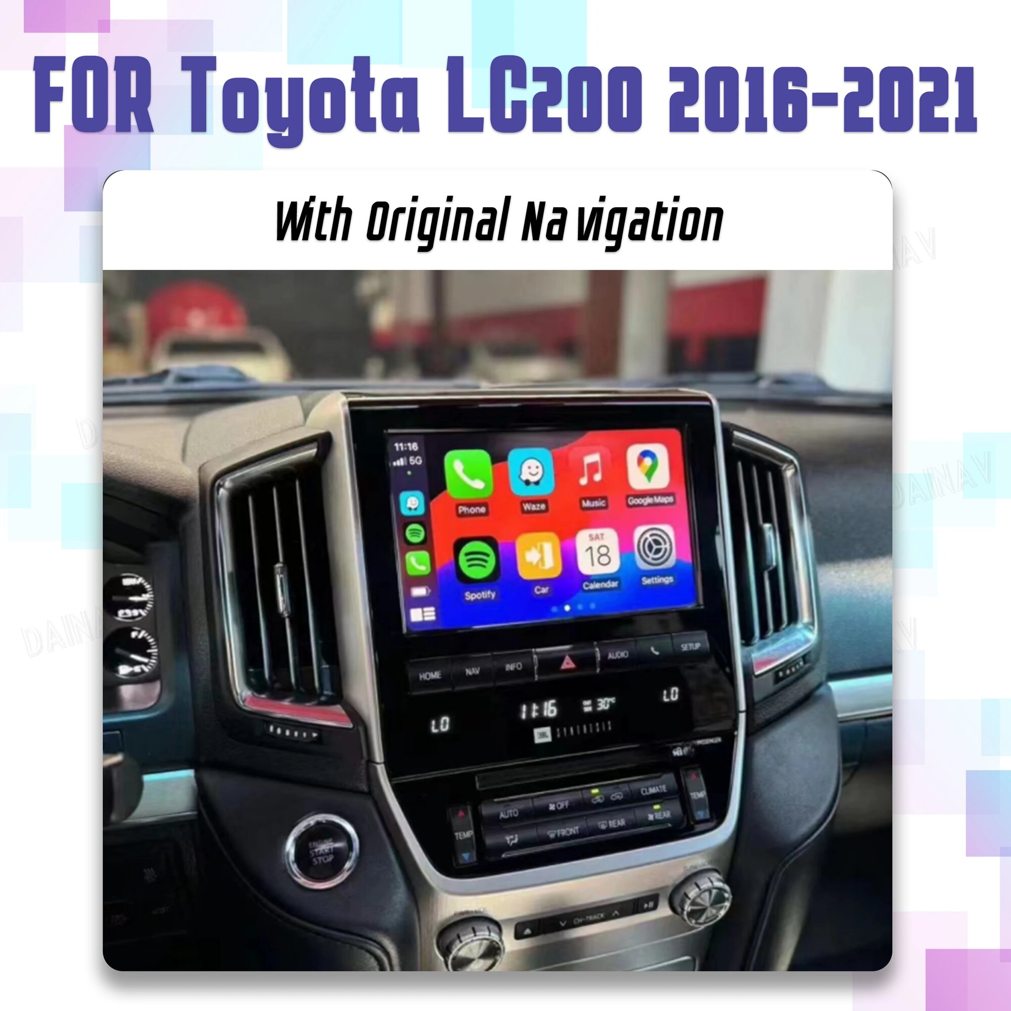 Linux Box для Toyota Land Cruiser 200 LC200, беспроводной Apple CarPlay, Android, стерео, обновление, OEM-экран, мультимедийный плеер 2016-2021 LC200