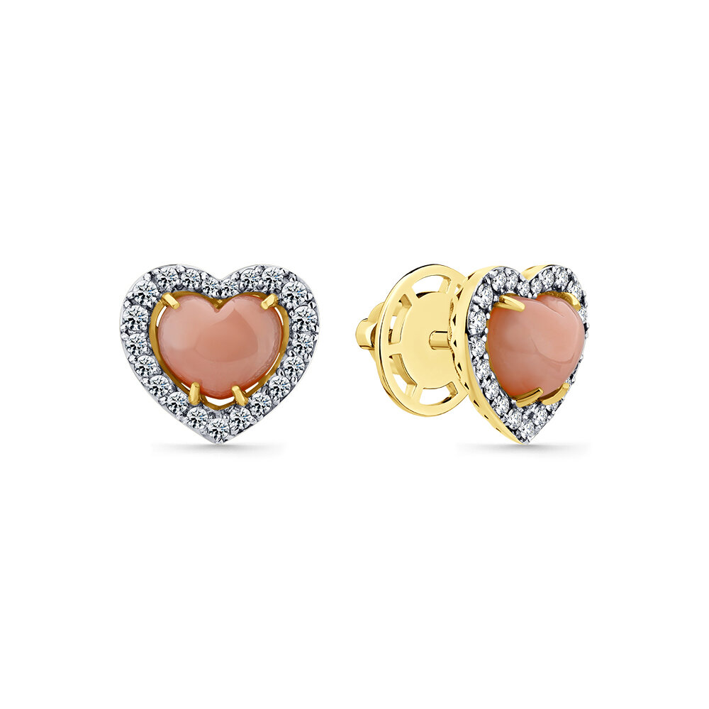 Серьги, желтое золото, 585 проба, бриллиант