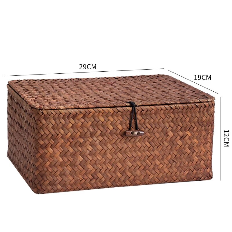 Сумка для стола из соломы, бежевый, 29x19x12 см, закрытая емкость для офиса или косметики