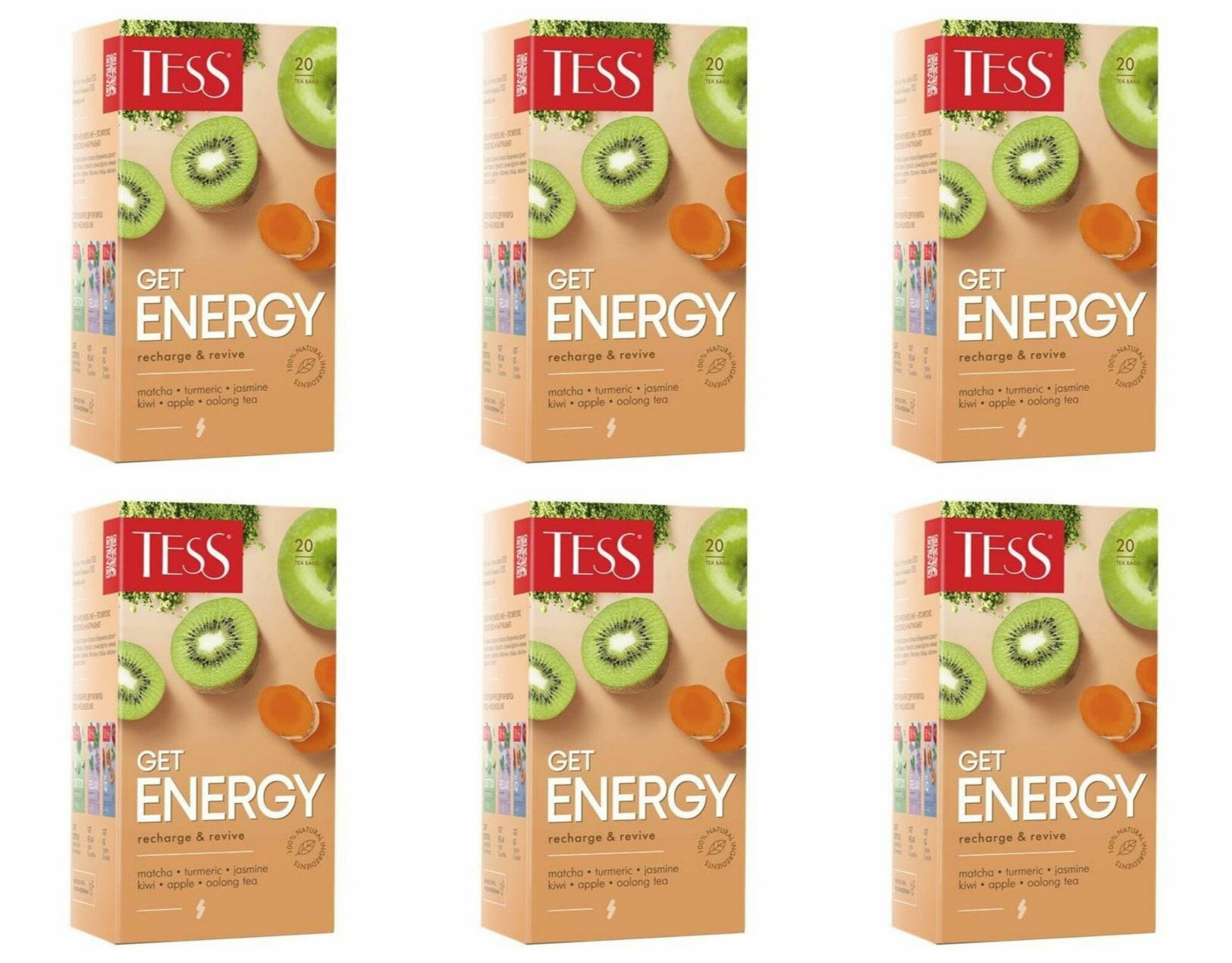 Tess Чай улун Get Energy, 20 пакетиков по 1,5 г, 6 уп