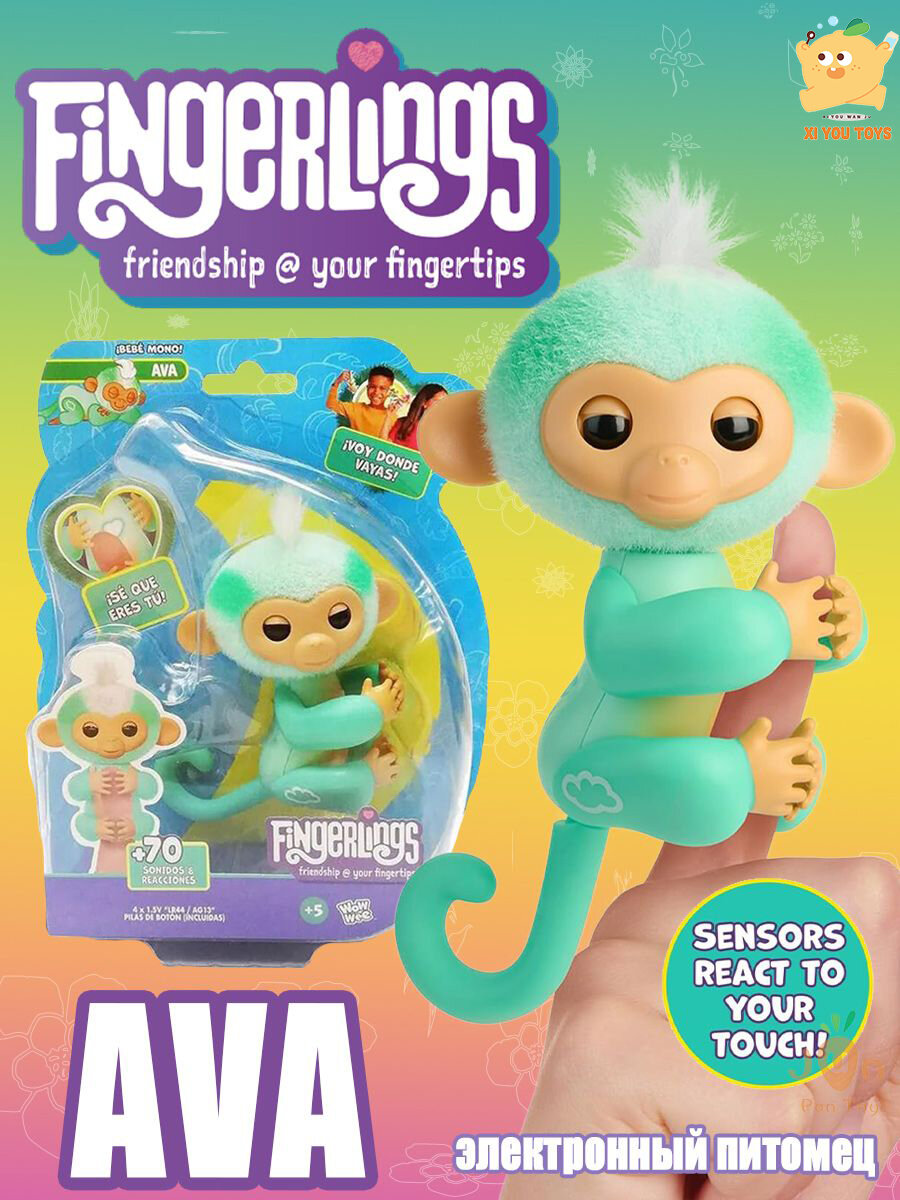 Fingerlings Wow Wee AVA / Интерактивная Игрушка Молодняк AVA Обезьяна Подходит Для Детей В Возрасте От 5 Лет И Старше.