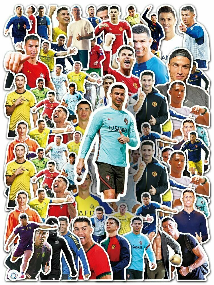 50 стильных наклеек с Cristiano Ronaldo для украшения- веселые стикеры для детей и взрослы