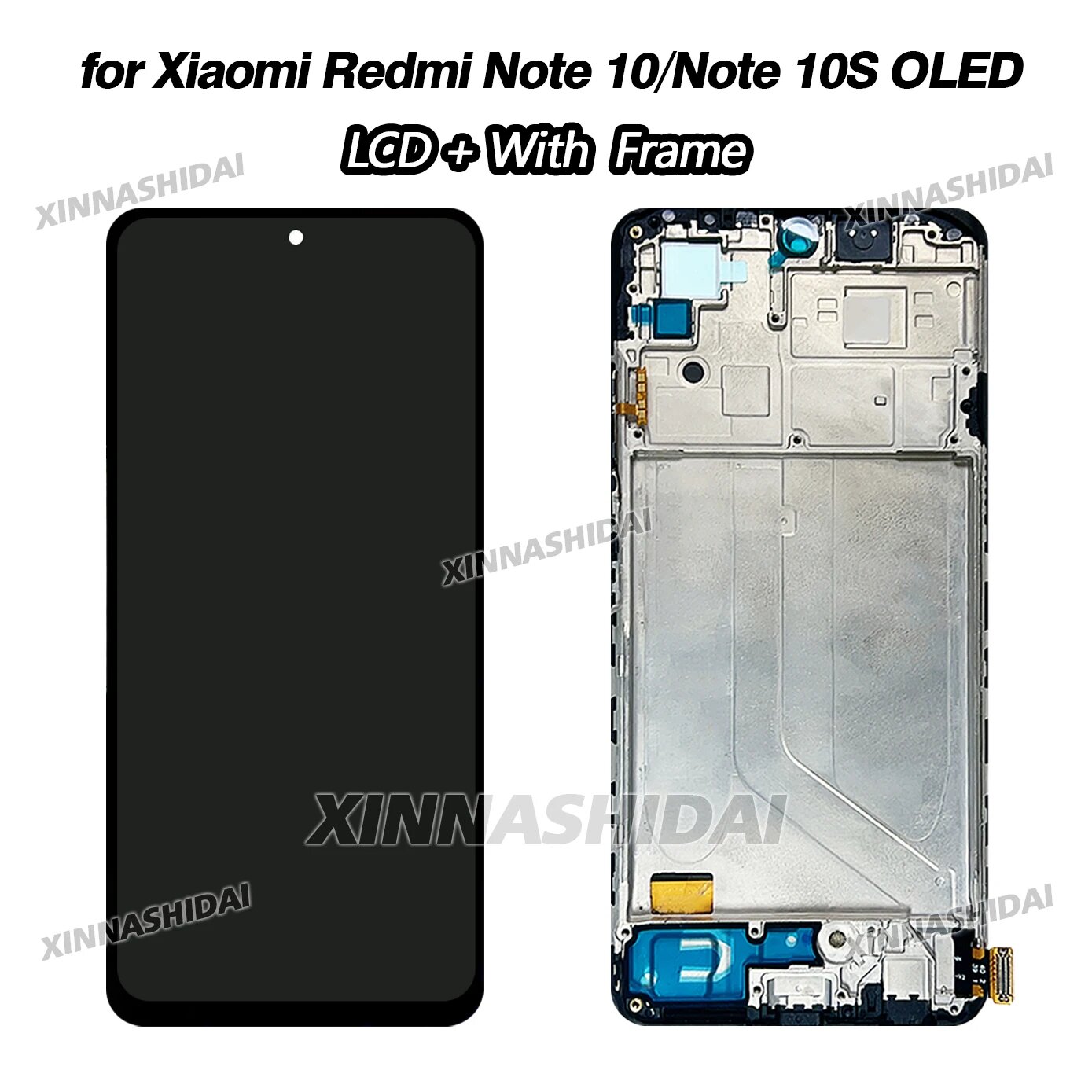 TFT/OLED для Xiaomi Redmi Note 10/Note 10S ЖК-дисплей с сенсорным экраном, рамка для батарейного отсека, корпус, дигитайзер в сборе OLED with frame