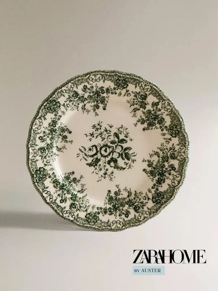 ZARA HOME Тарелка десертная "FLORAL EARTHENWARE" 21.5 см 1 шт оливковый