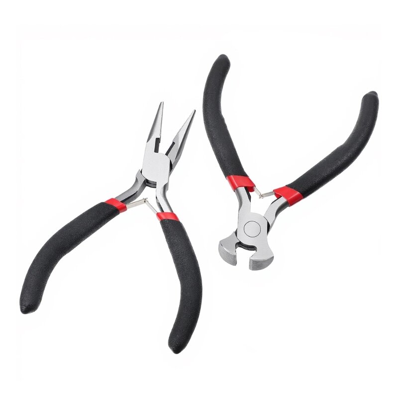 Комплект для ремонта металлических молний из 2шт, включающий Мини-Плоскогубцы с игольчатым наконечником и Верхний Резак для быстрого исправления застрявших или сломанных молний