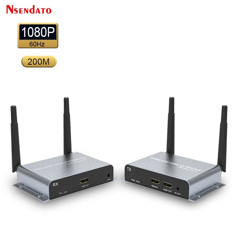 Беспроводной HDMI KVM удлинитель Nsendato 1080P 60 Гц 200 м 1080P TX RX, EU Plug