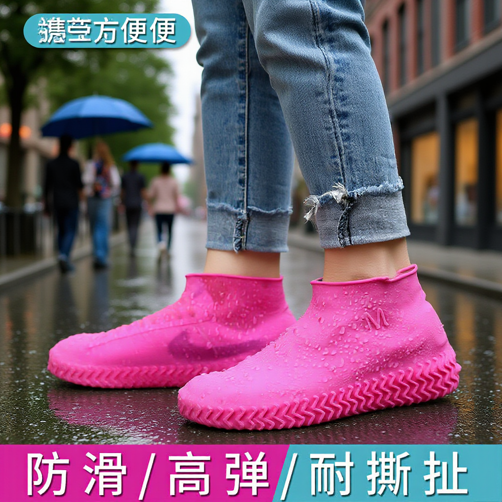 Водонепроницаемые силиконовые чехлы для резиновых сапог для детей, нескользящая подошва, размер S (26-34) - черный