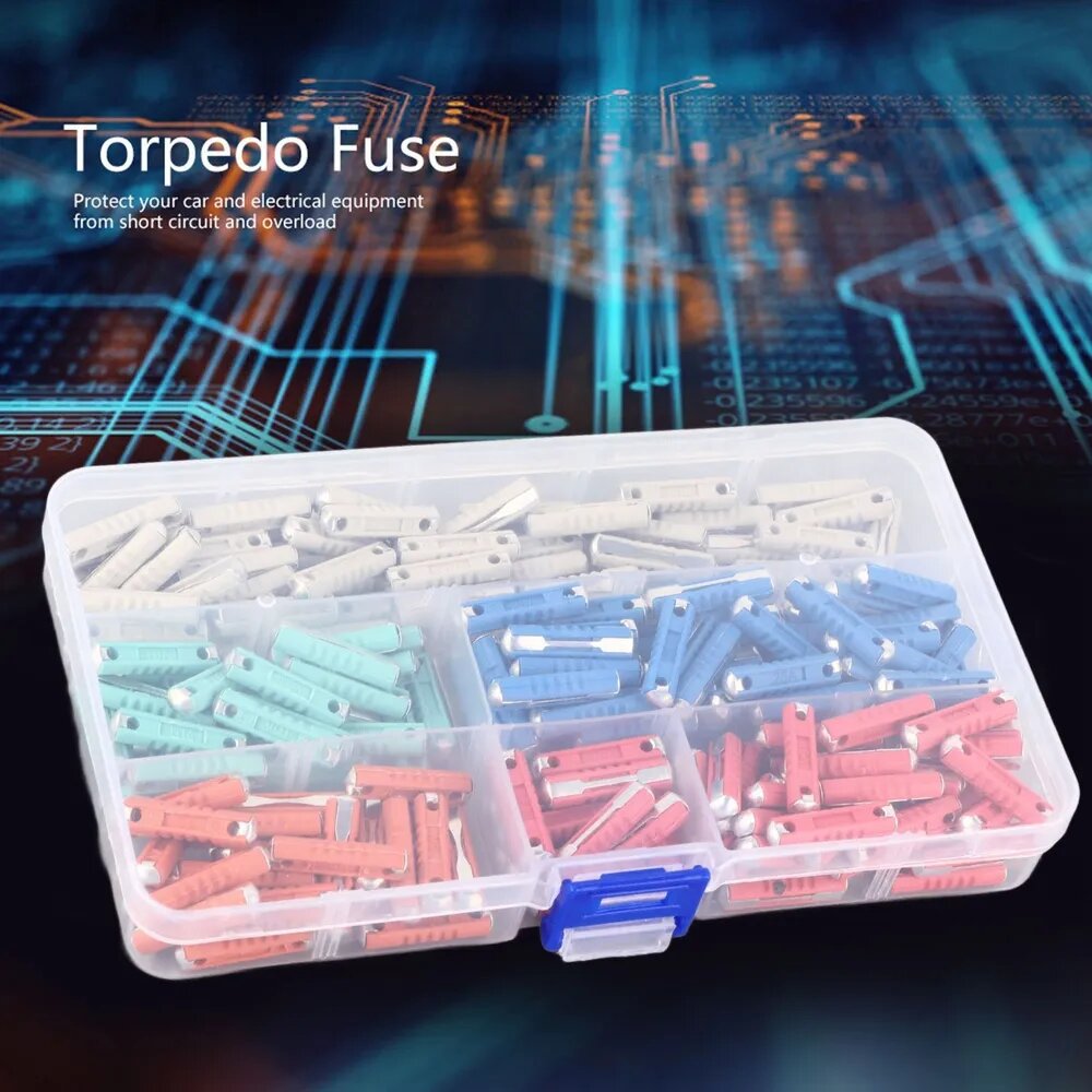 200шт Многоцветных автомобильных предохранителей в форме торпеды в ассортиментном наборе для европейских автомобилей старого образца