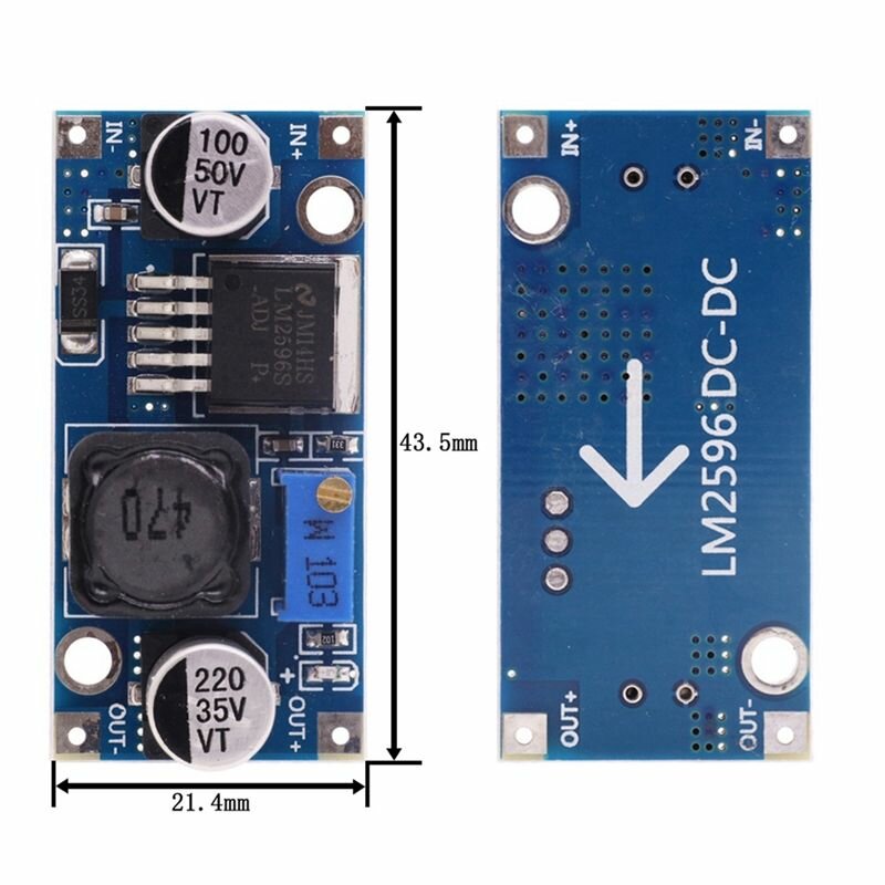 2 шт. LM2596S-ADJ 3-40 В DC-DC регулируемый понижающий стабилизатор напряжения для питания платы модуля 3A понижающий преобразователь сине-ч