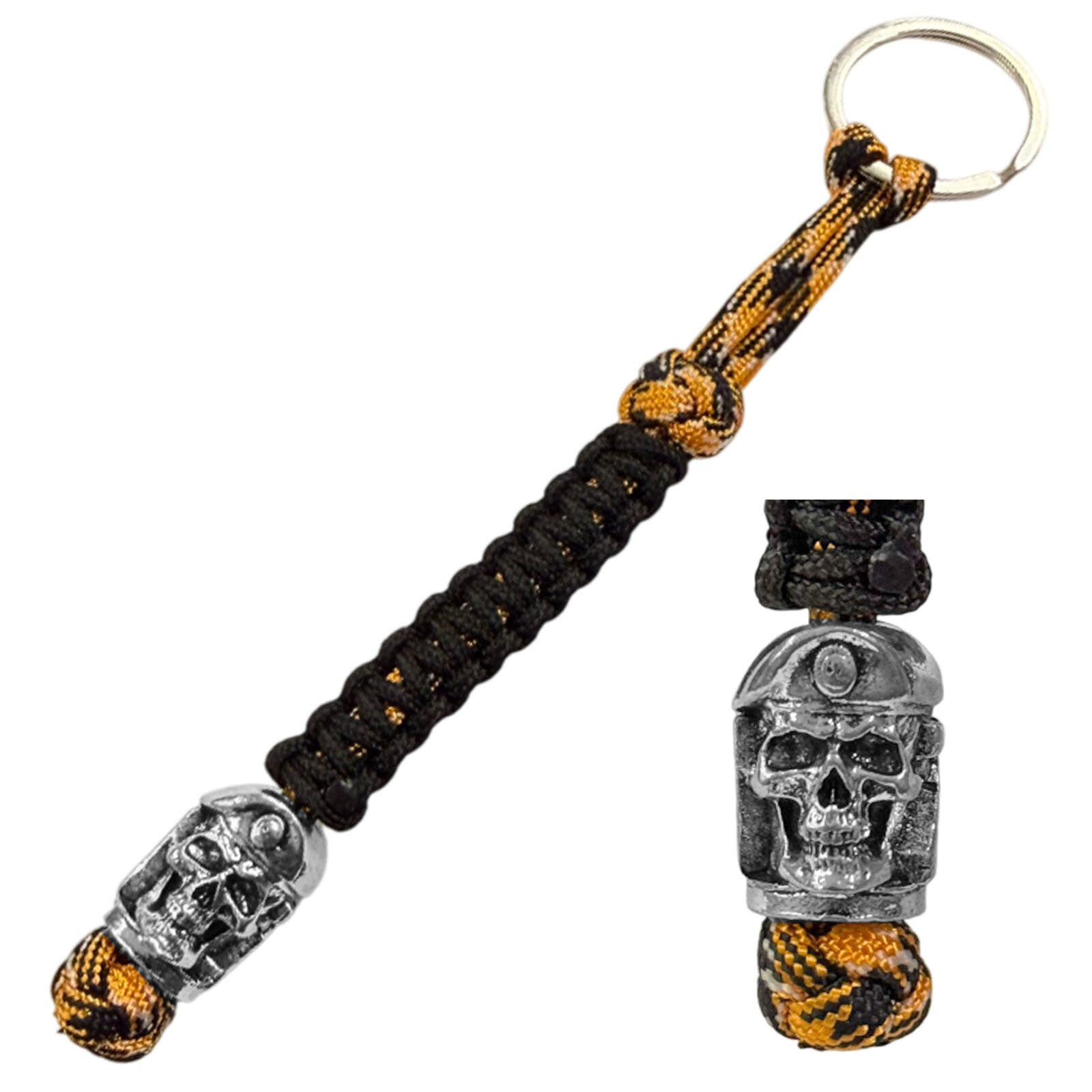 Темляк "Где мы, там Победа!" Морская пехота (черно-оранжевый паракорд; авторская металлическая бусина)