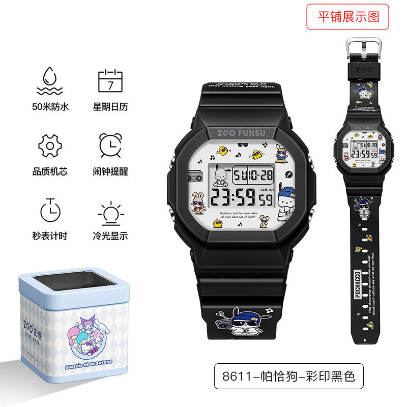 Электронные часы HelloKitty для девочек, подходящие для учениц средних и старших классов, детей, девочек, сотрудничество с Hello Kitty