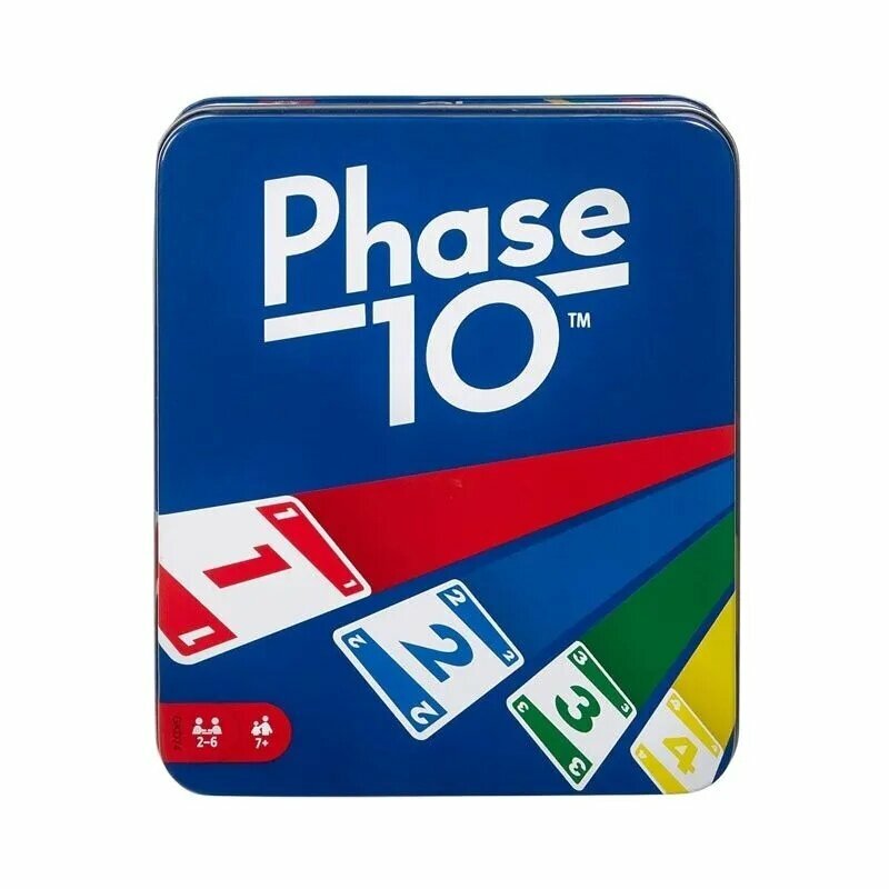 "Phase 10" Металлическая коробка Phase 10 Комплект настольных карточных игр для всей семьи и для компании