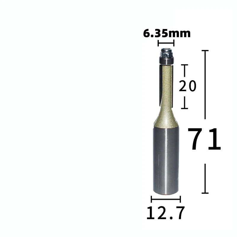 6,35 мм и 12,7 мм-1 шт, твердосплавная фреза с ЧПУ для гравировки, деревообработки, 2 прямые канавки, обрезная фреза с подшипником 12.7mmx6.35mm