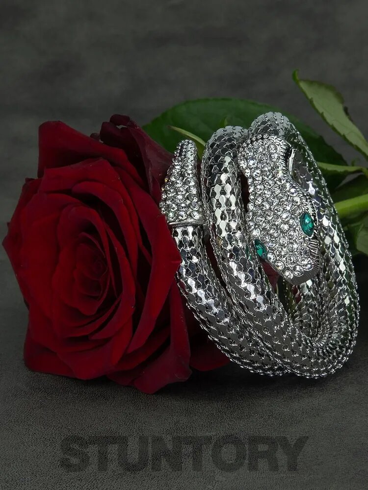 Браслет Змея с Австрийскими Кристаллами, Повседневный Стиль, Китай, Размер 18, Подарочная Упаковка