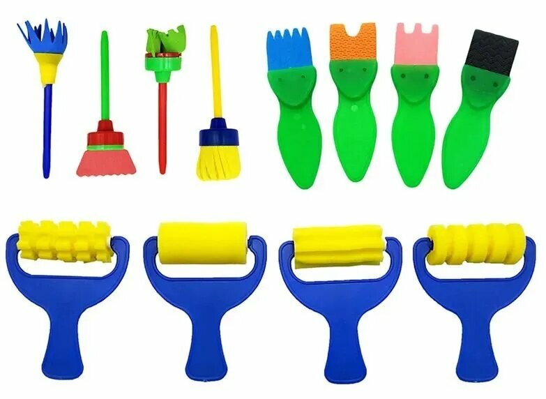 Набор аксессуаров для рисования, творчества и художественного декорирования 12 предметов (валики и кисточки)