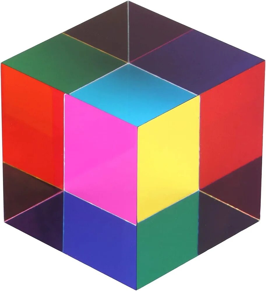 ZhuoChiMall CMY Color Cube, 1,6-дюймовая (40 мм) акриловая призма CMYcube для украшения рабочего стола дома или офиса, обучающие игрушки для науки Развивающие подарки для детей