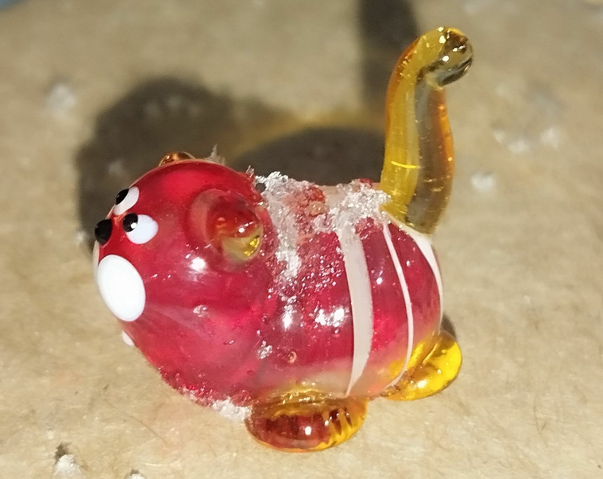 Стеклянная микро фигурка кот