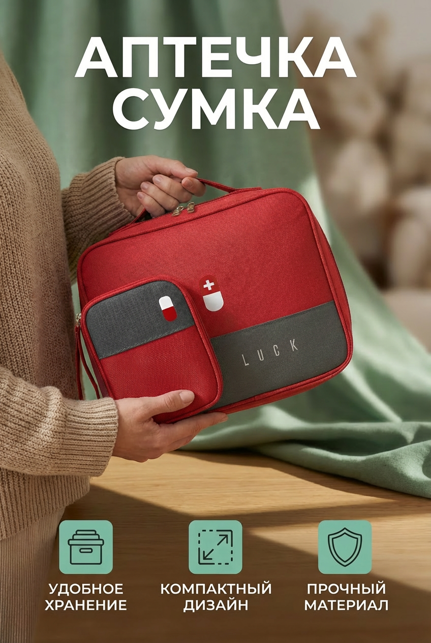 Набор аптечек OEM "Дорожная", 2 шт, водонепроницаемые, текстиль, красная